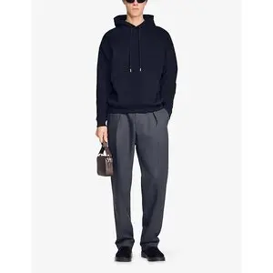 Sandro Oversized Logo-tag Cotton Hoodie - Black