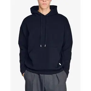 Sandro Oversized Logo-tag Cotton Hoodie - Black