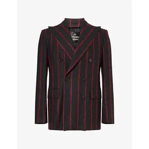 VIVIENNE WESTWOOD Captain Striped Wool Blazer - Charcoal/red