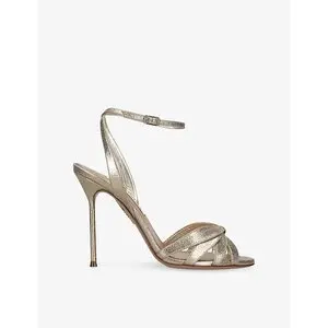 AQUAZZURA Soulmate 105 Heeled Leather Sandals - Silver