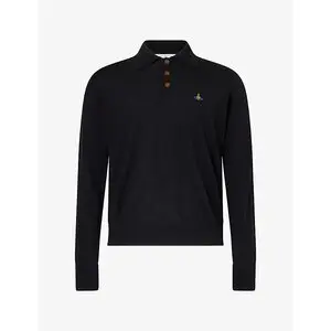 VIVIENNE WESTWOOD Mark Long-sleeve Wool Polo Shirt - Black