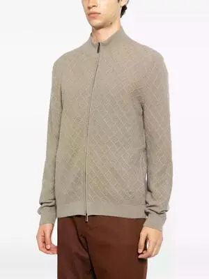 Emporio Armani Diamond-textured Zip-up Cardigan