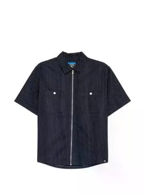AGNES B. Chest Pocket Striped Shirt - Blue
