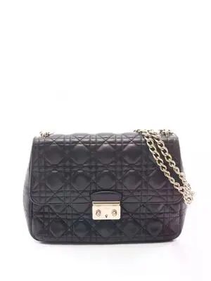 Dior 2000-2026 Medium Lambskin Cannage Miss Flap Shoulder Bag - Black
