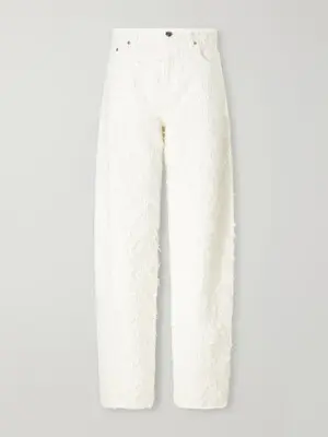 HAIKURE Double Frayed Mid-rise Barrel-leg Jeans
