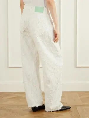 HAIKURE Double Frayed Mid-rise Barrel-leg Jeans