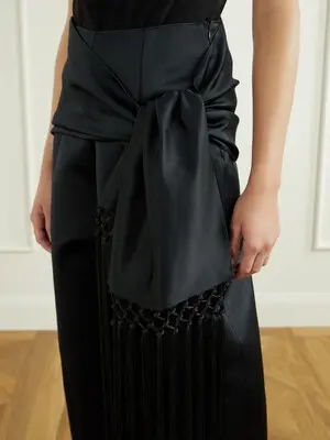 ILKYAZ OZEL Dusk Satin Fringed Wide-leg Pants