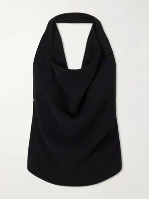 ILKYAZ OZEL Assisi Draped Crepe Top - Black
