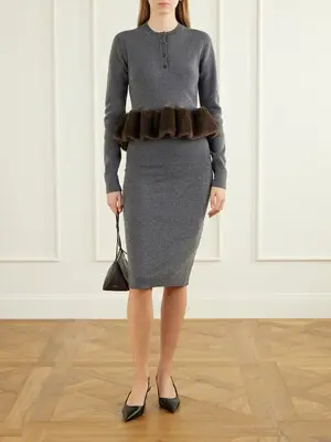 Stella McCartney Shearling-trim Wool-blend Cardigan