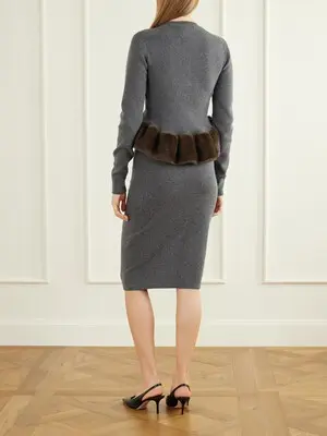Stella McCartney Shearling-trim Wool-blend Cardigan