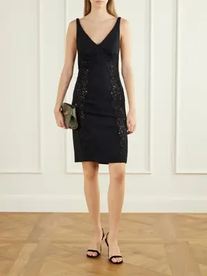 Stella McCartney Lace-trimmed Stretch-cady Mini Dress
