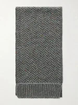 Gabriela Hearst Herringbone Silk And Cashmere-blend Scarf - Gray
