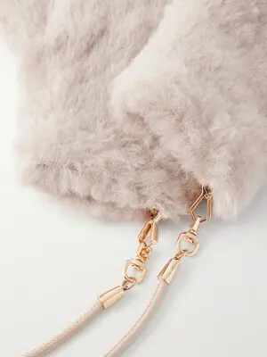 Max Mara Ombrato Strap-detailed Alpaca, Wool And Silk-blend Gloves - Neutrals