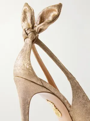 AQUAZZURA Bow Tie 105 Satin And Leather Pumps