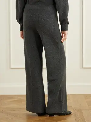 Victoria Beckham Alina Merino Wool And Cashmere-blend Flared Pants - Gray