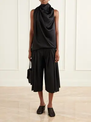 LIBEROWE Pleated Wool-fresco Culotte Shorts