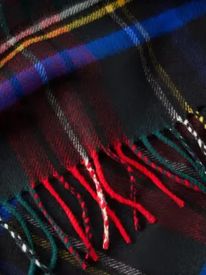 Johnstons Of Elgin Fringed Checked Wool Scarf