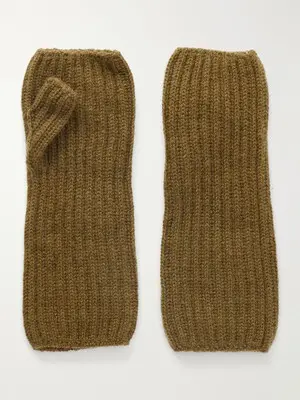 Johnstons Of Elgin Della Ribbed-knit Cashmere Gloves - Brown