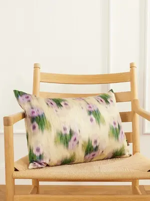 THE HOUSE OF LYRIA Ottilia Floral-print Metallic Woven Cushion - Multi