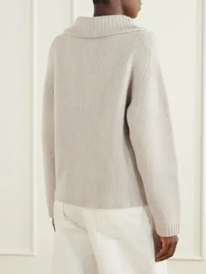 Le Kasha Ribbed Cashmere Zip-up Cardigan