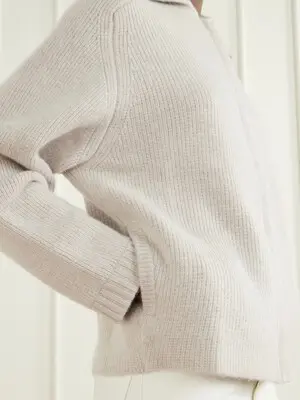 Le Kasha Ribbed Cashmere Zip-up Cardigan