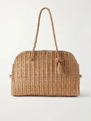Jacquemus Le Turismo Leather-trimmed Raffia Shoulder Bag - Neutrals