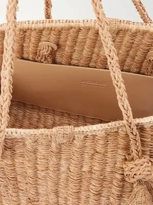 Jacquemus Le Turismo Leather-trimmed Raffia Shoulder Bag