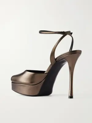 Saint Laurent La Scandale 115 Metallic Leather Platform Sandals