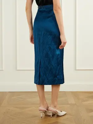 Erdem Floral-embroidered Metallic Satin Midi Skirt
