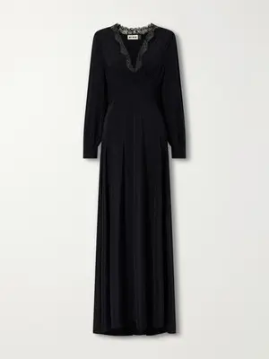 Rixo Emory Lace-trimmed Silk-crepe De Chine Maxi Dress