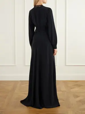 Rixo Emory Lace-trimmed Silk-crepe De Chine Maxi Dress