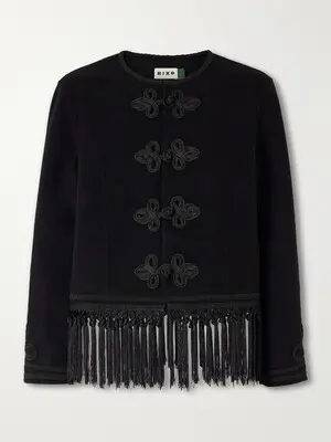 Rixo Inga Fringed Embellished Crepe Jacket