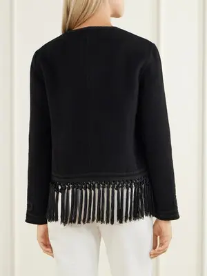 Rixo Inga Fringed Embellished Crepe Jacket