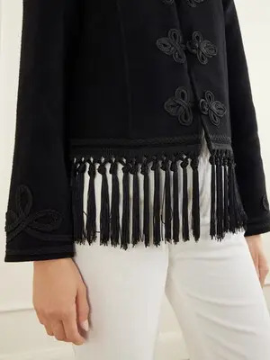 Rixo Inga Fringed Embellished Crepe Jacket