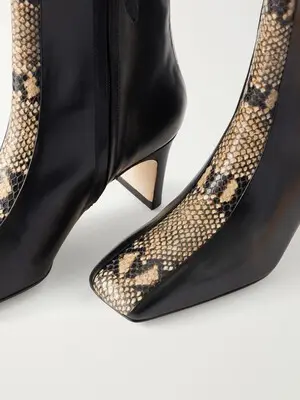 AeydĒ Billie Stripe 55 Snake-effect Trimmed Leather Ankle Boots