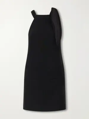 COURREGES Tie-detailed Logo-embroidered Crepe Mini Dress