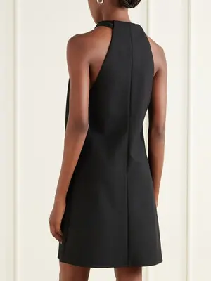 COURREGES Tie-detailed Logo-embroidered Crepe Mini Dress