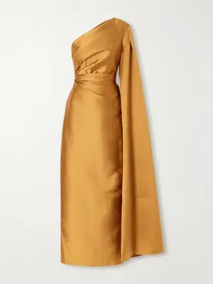 Solace London Veya One-shoulder Twill Gown