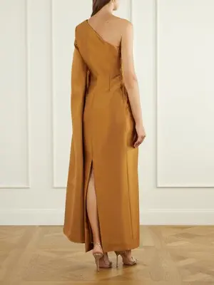 Solace London Veya One-shoulder Twill Gown