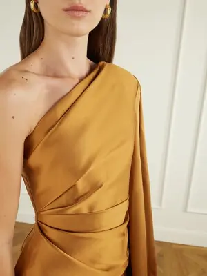 Solace London Veya One-shoulder Twill Gown