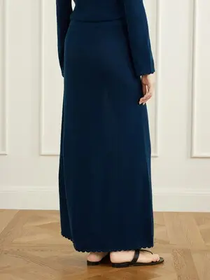 Escvdo Bernabe Scalloped Ribbed Cotton Midi Skirt