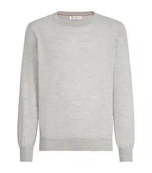Brunello Cucinelli Cashmere-silk Crew-neck Sweater - Grey
