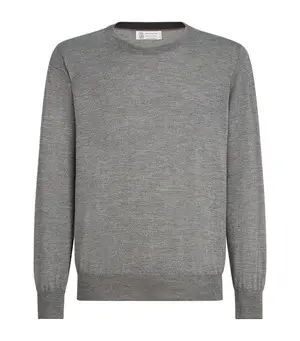 Brunello Cucinelli Cashmere-silk Crew-neck Sweater - Grey