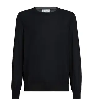 Brunello Cucinelli Cashmere-silk Crew-neck Sweater - Black
