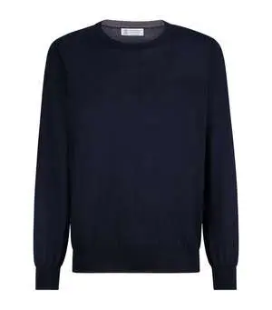 Brunello Cucinelli Cashmere-silk Crew-neck Sweater - Blue