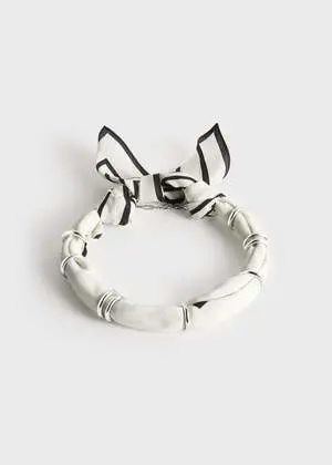 TOTEME Fine Silk Scarf Collar Ecru/black/silver - Ecru,black,silver