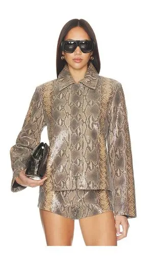 MIMCHIK Snake Embossed Leather Blouson Jacket