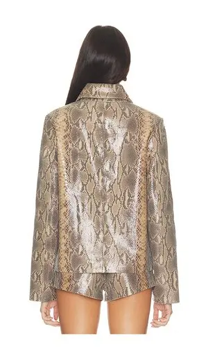 MIMCHIK Snake Embossed Leather Blouson Jacket