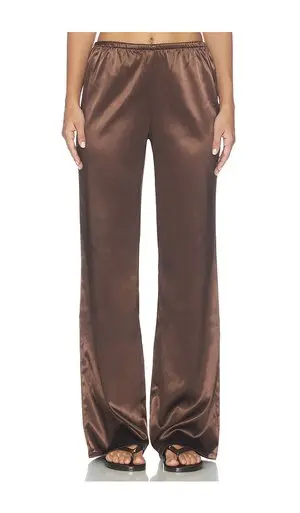 MORE TO COME Zoella Satin Trousers - Brown