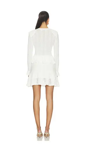 SELF-PORTRAIT Pointelle Peplum Knit Mini Dress In . Also